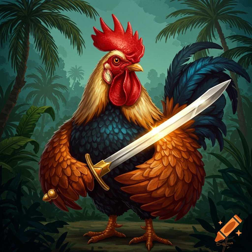 A chicken with a sword. on Craiyon