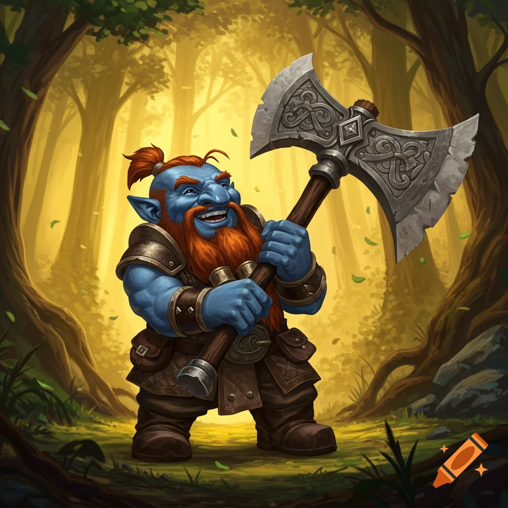 Cartoon fantasy creature, green-skinned, with a hooded robe holding an ...