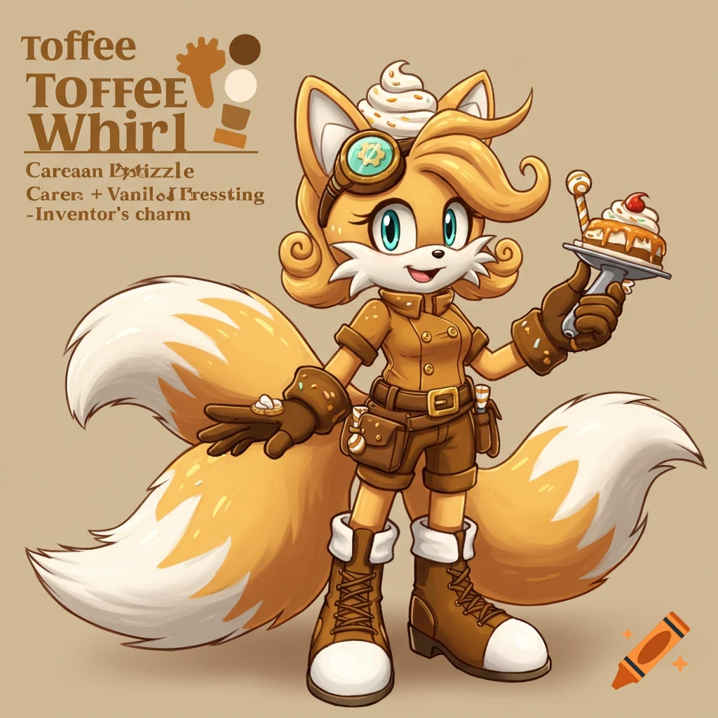 Toffee Whirl, female Tails the fox, caramel and vanilla inventor ...