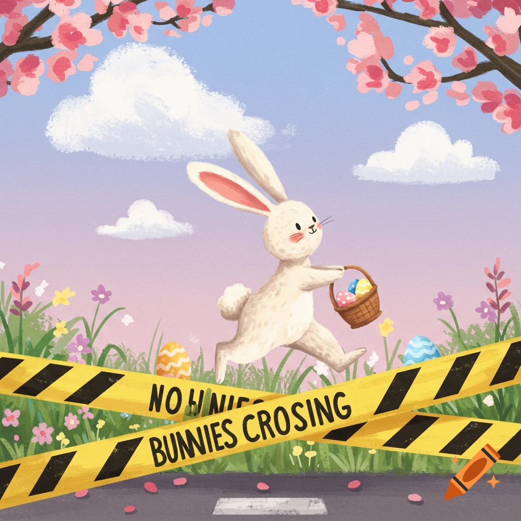 No bunny crossing tape easter on Craiyon