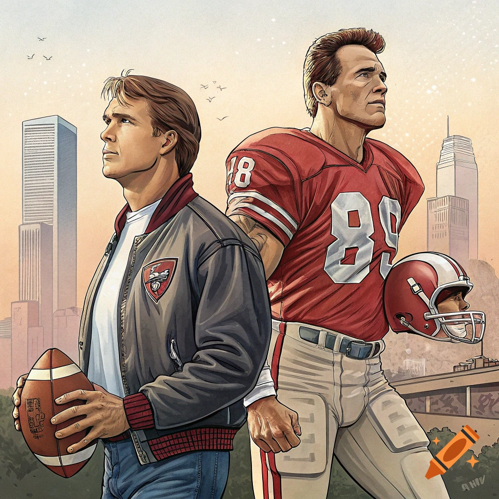 A Twitch stream overlay featuring stylized football players and game ...