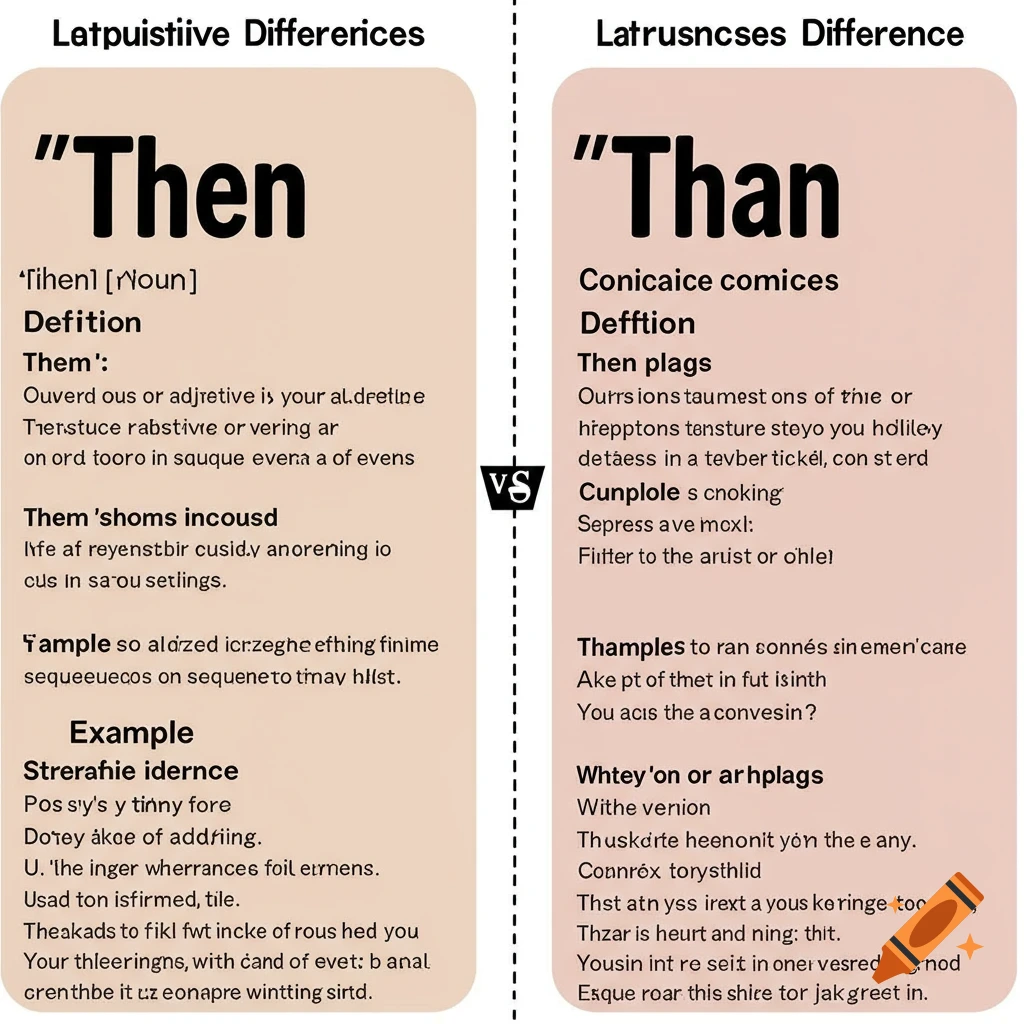 Then vs Than poster explaining definitions and usage on Craiyon