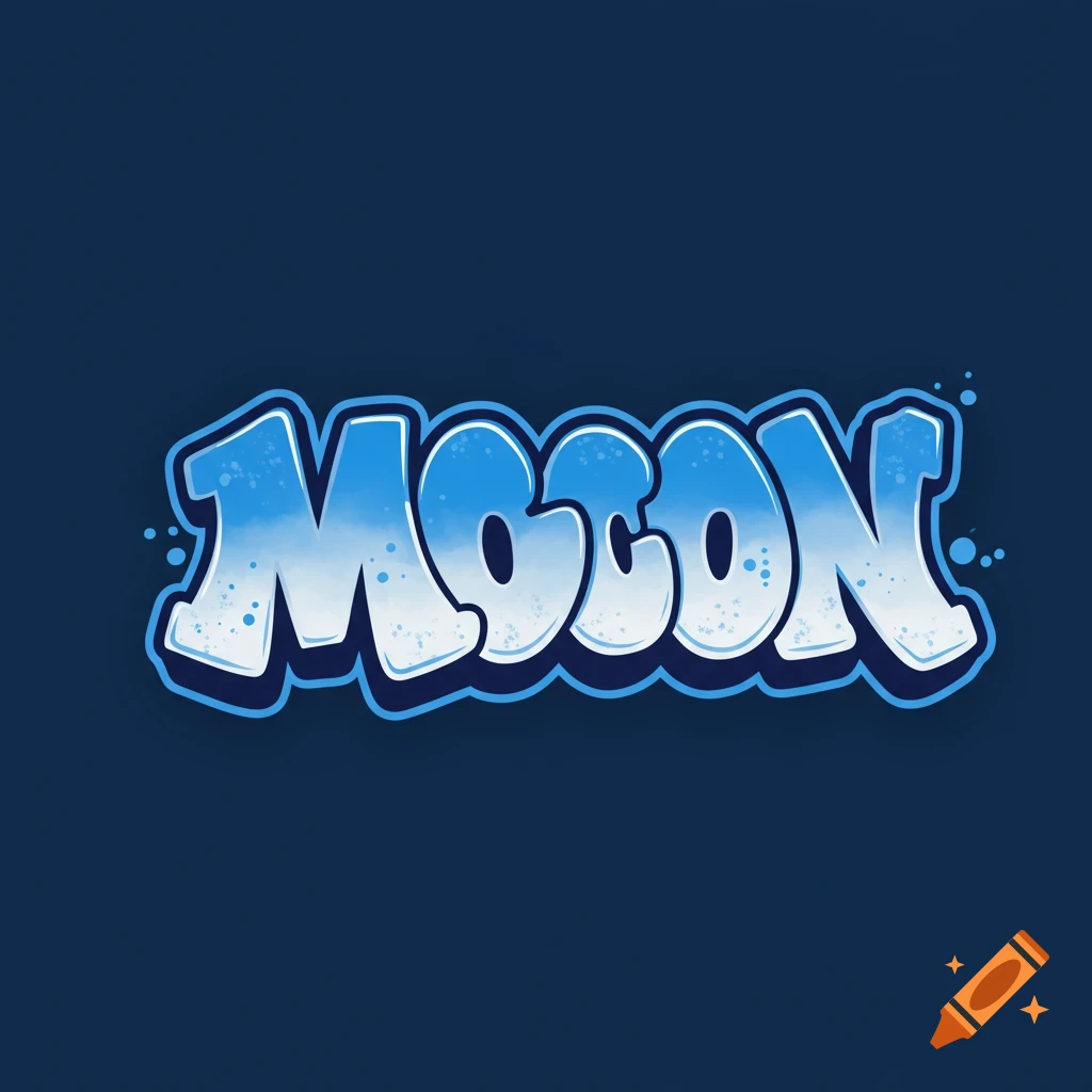 Graffiti art of the word 'moon' on Craiyon