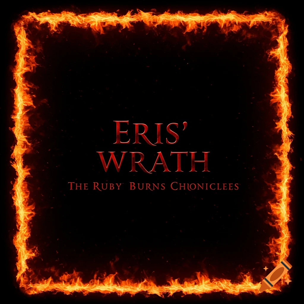 Eris' Wrath: The Ruby Burns Chronicles with a fiery border on a black ...