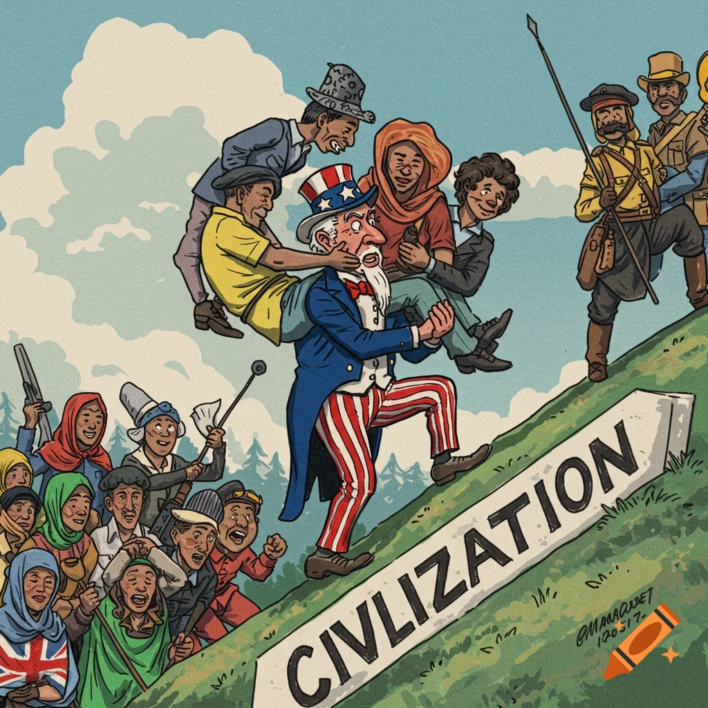 Political cartoon of Cold War figures balancing nuclear weapons on a ...