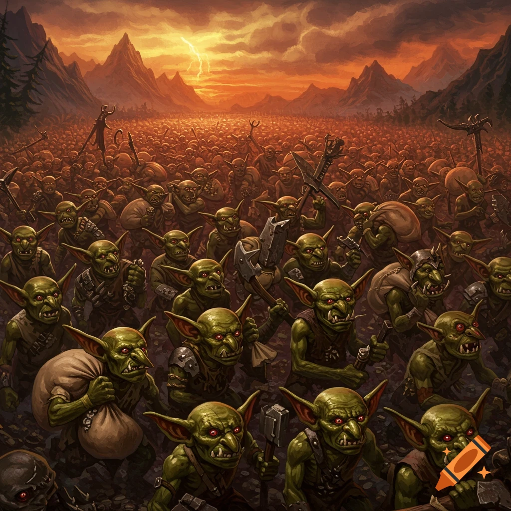 A vast number of goblins on Craiyon