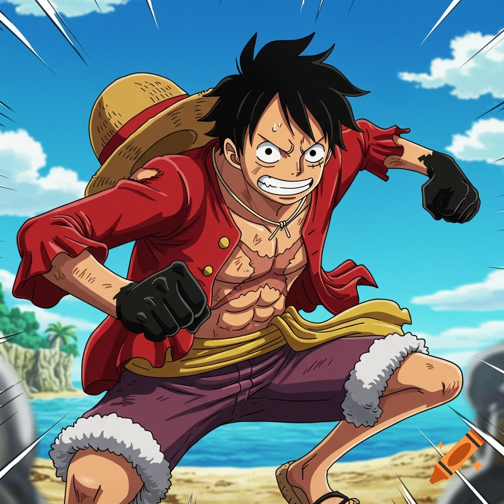 Anime illustration of Monkey D. Luffy smoking a cigarette and holding a ...