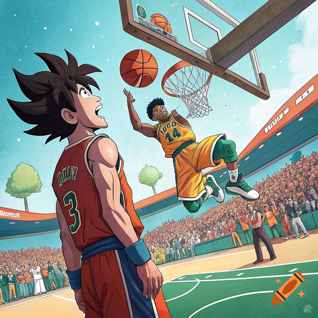 Perfect Cell dunking on Goku on Craiyon