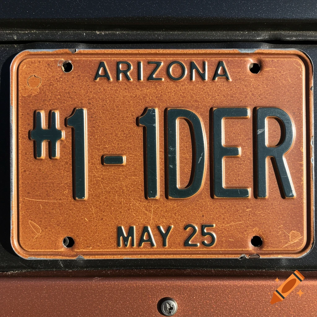 Copper Arizona license plate 1-1DER on Craiyon