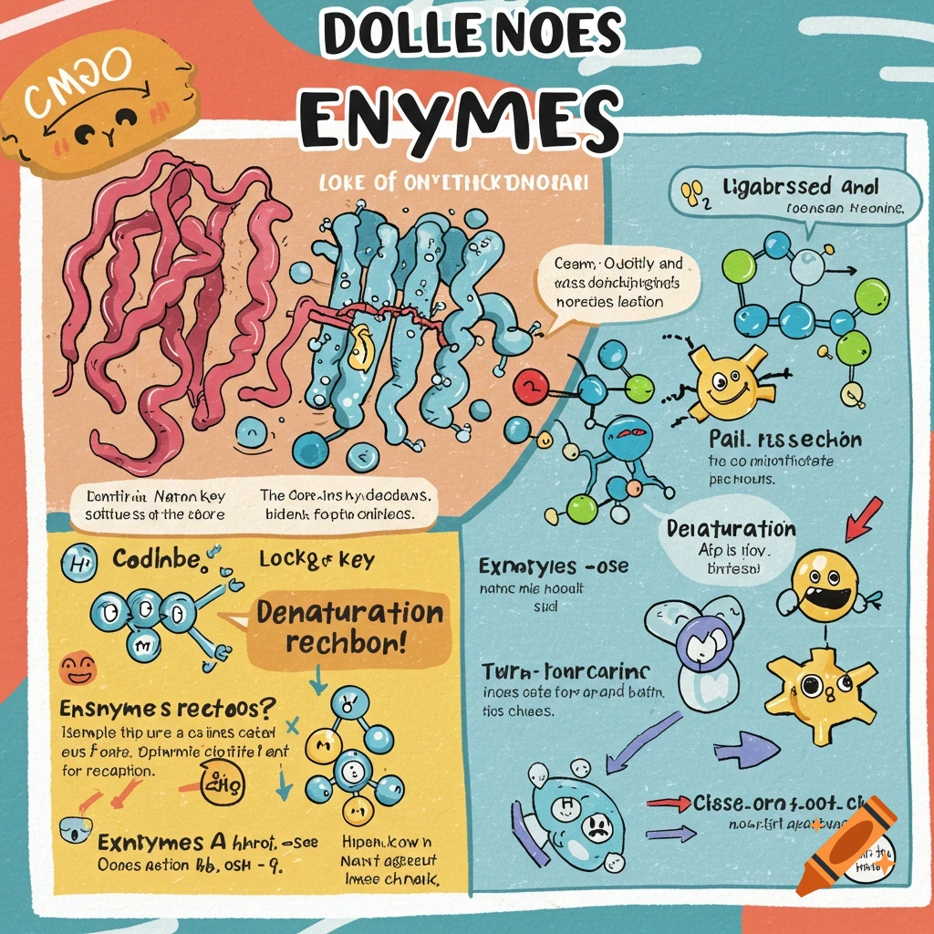Enzyme doodle notes coloring sheet on Craiyon
