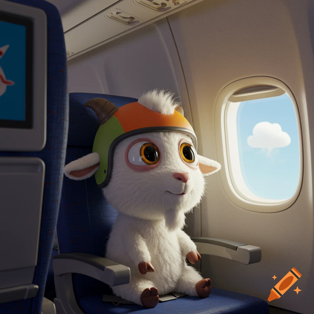 A claymation otter sits on an airplane using a laptop. on Craiyon