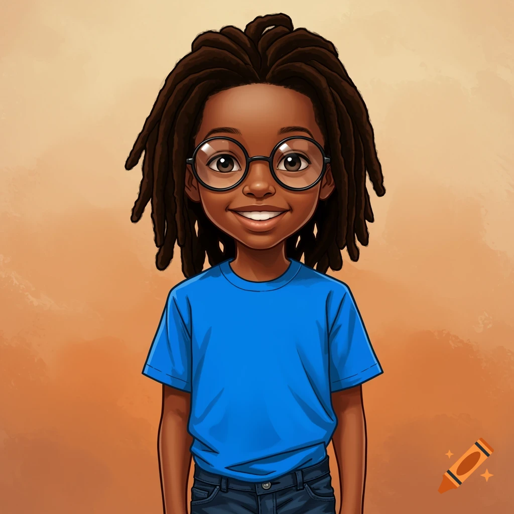 Black boy with dreads and glasses on Craiyon