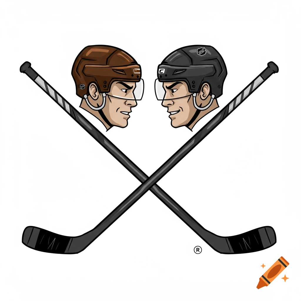 Ice hockey NHL playoffs logo with crossing sticks and helmets on Craiyon