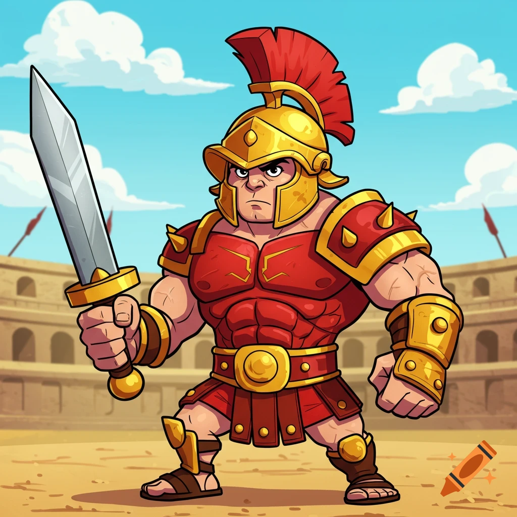 Stylized cartoon Roman gladiator on Craiyon