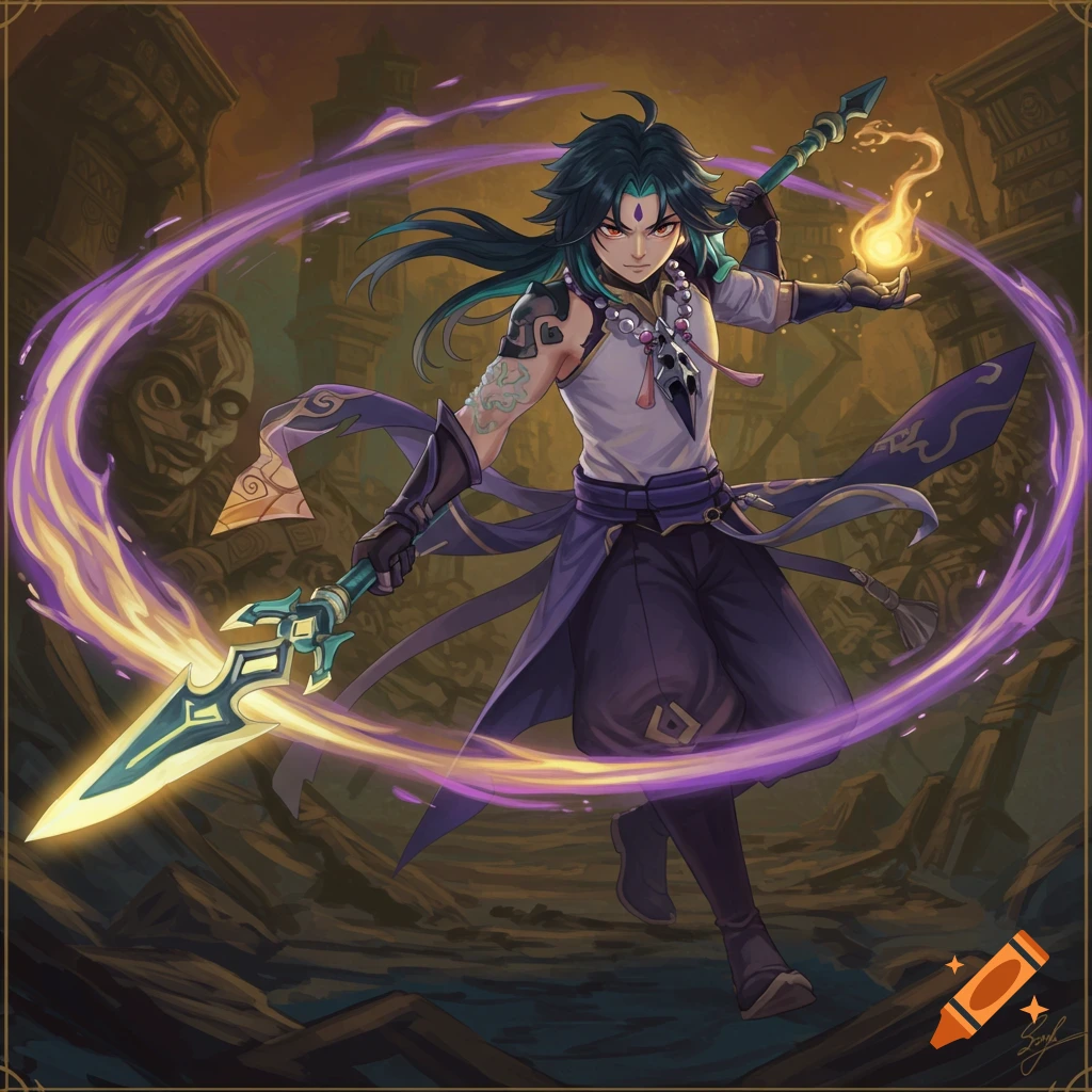 Anime style illustration of Muichiro Tokito from Demon Slayer, in a ...