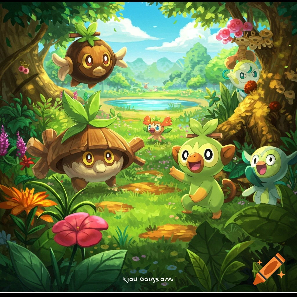 A vertical painting featuring several yellow Psyduck Pokemon characters ...