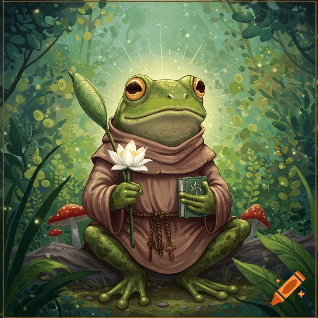 Vintage 1930s poster of a frog tea party in a mushroom forest with Art ...