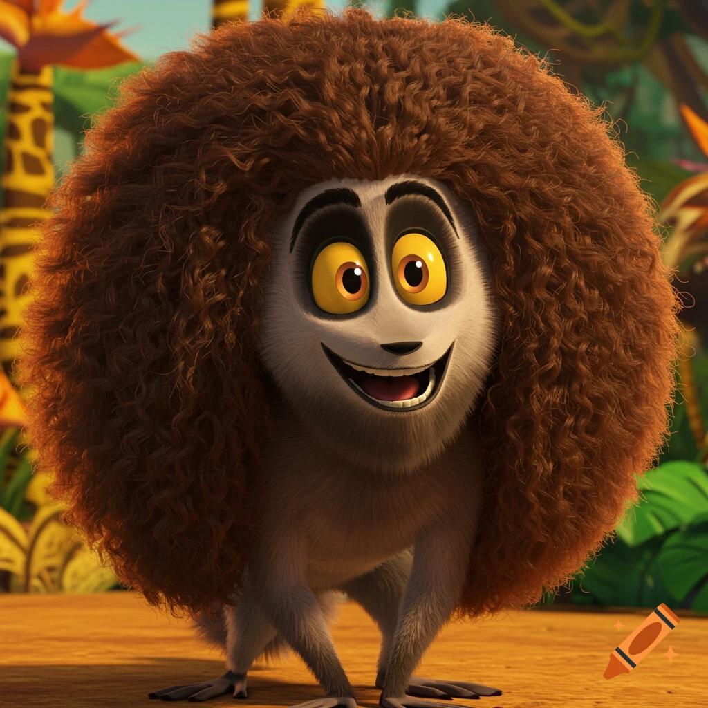 A 3D render of King Julien from Madagascar wearing a crown and smoking ...