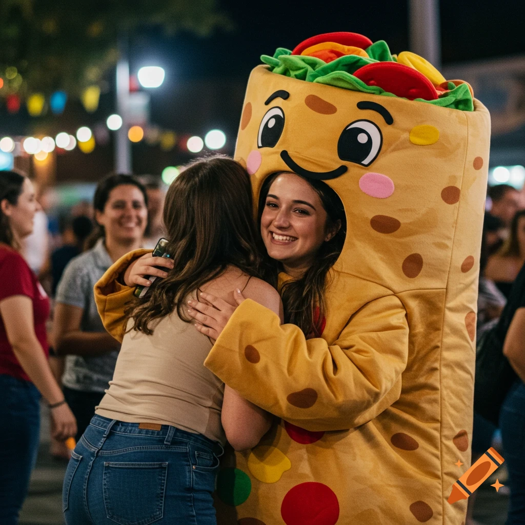 Two women in Green Lantern costumes hug at a Halloween party. on Craiyon