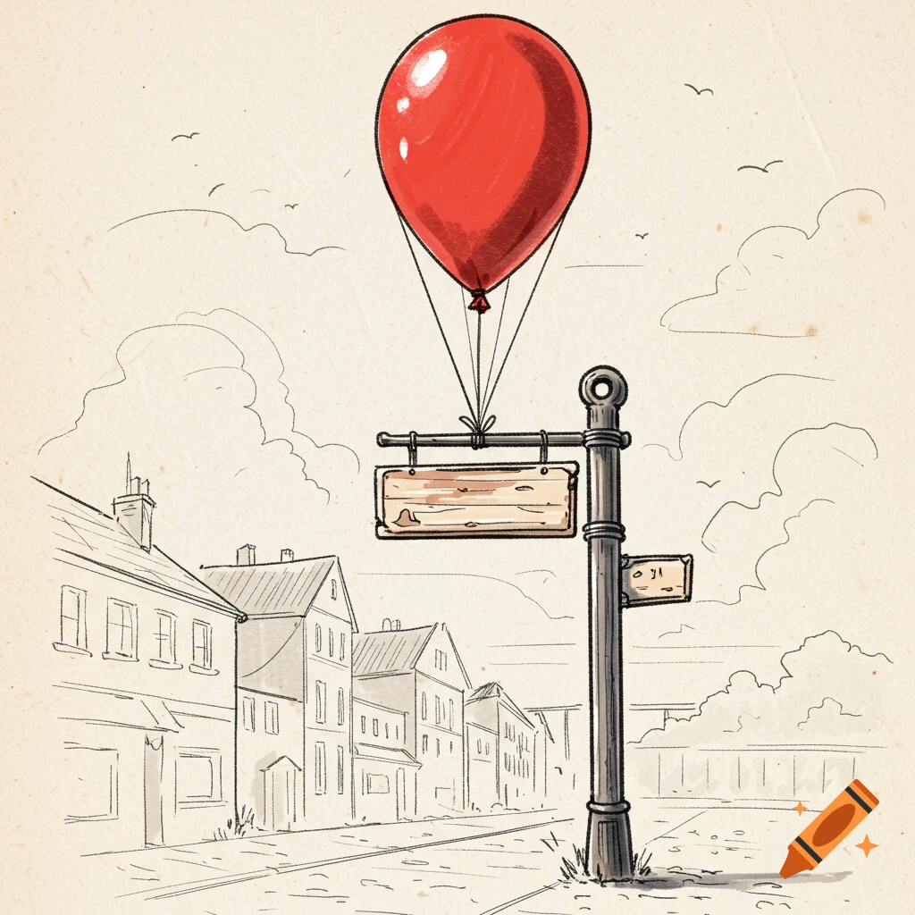 Hot Air Balloon Pencil Drawing