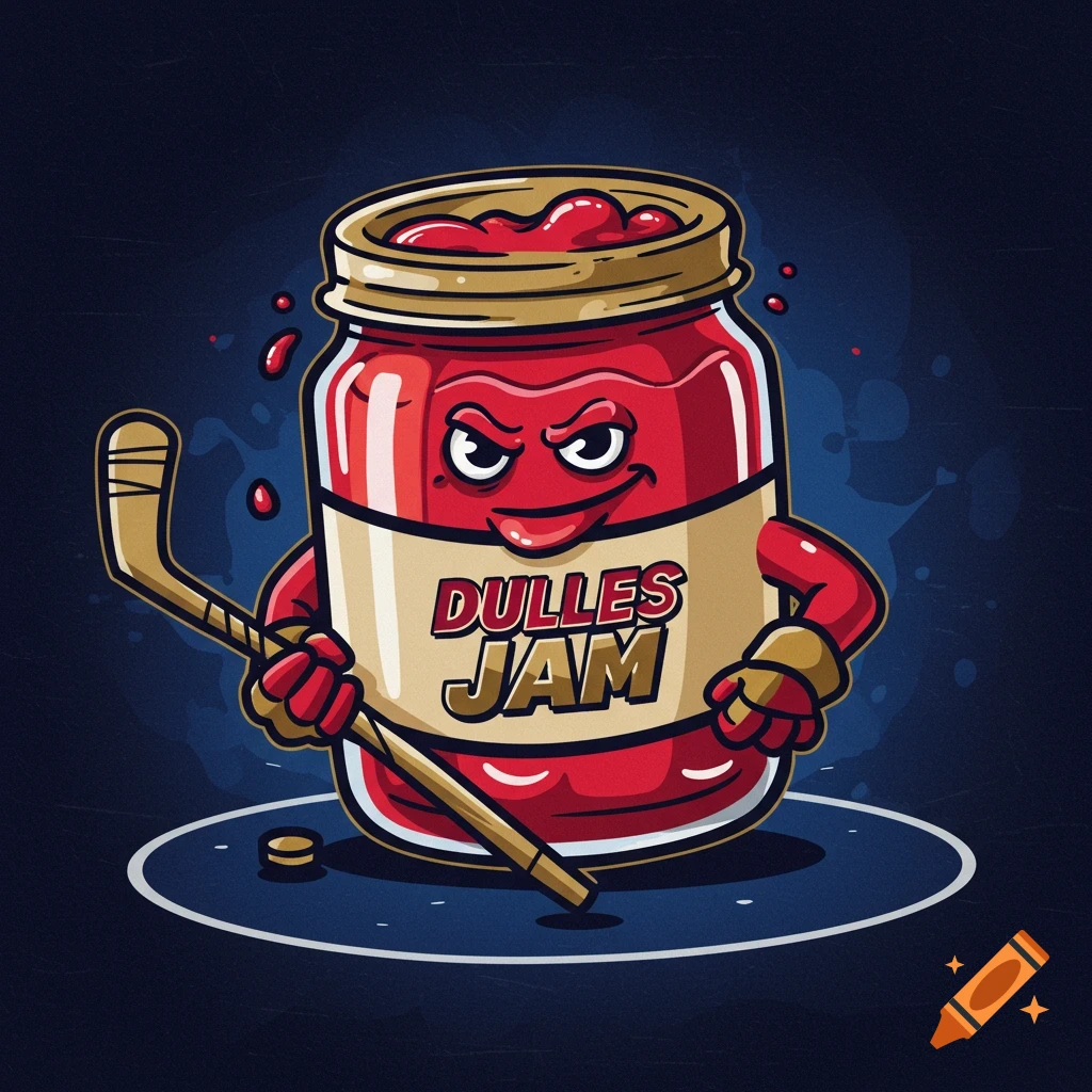 Dulles Jam hockey team logo featuring a jelly jar character on Craiyon