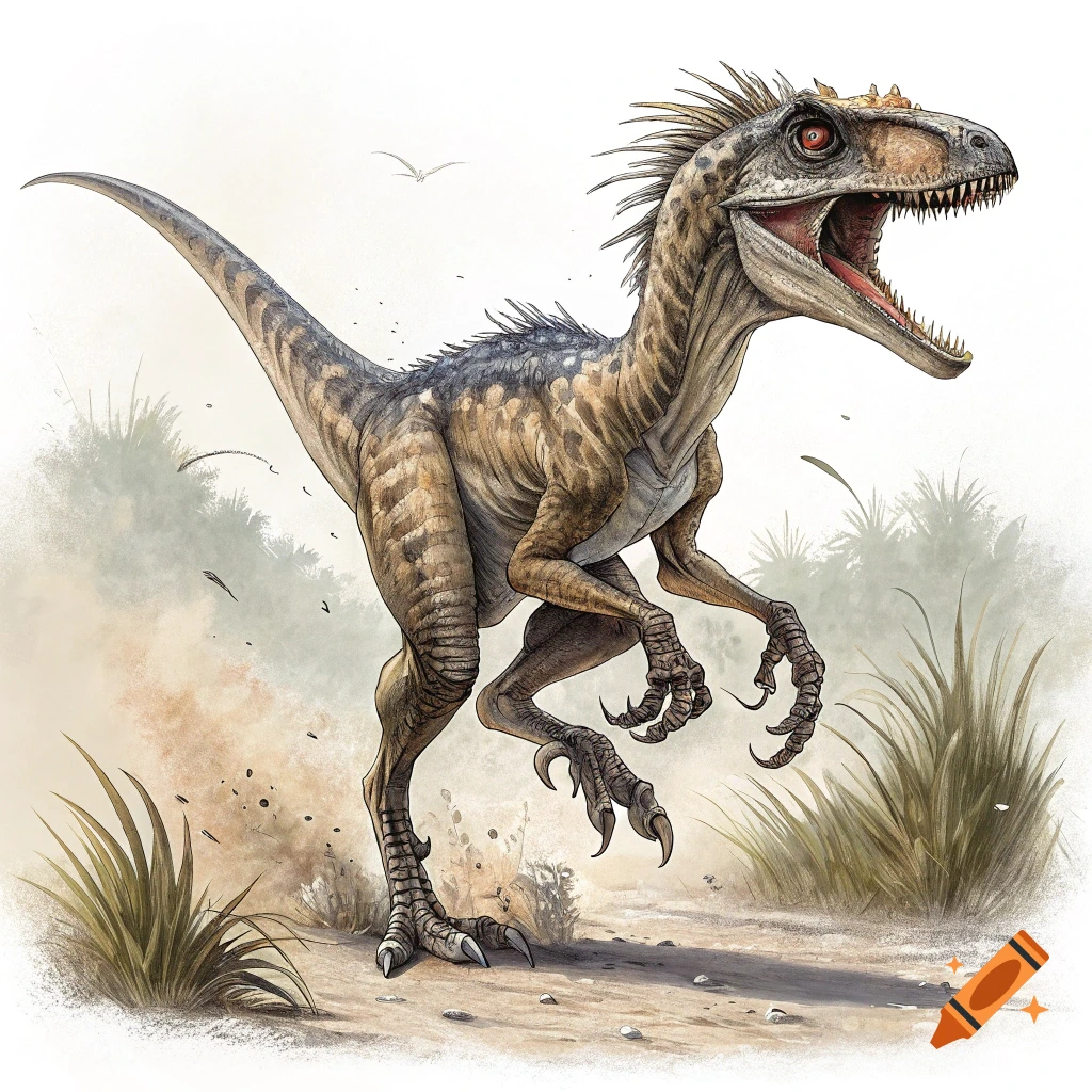 Velociraptor running on Craiyon
