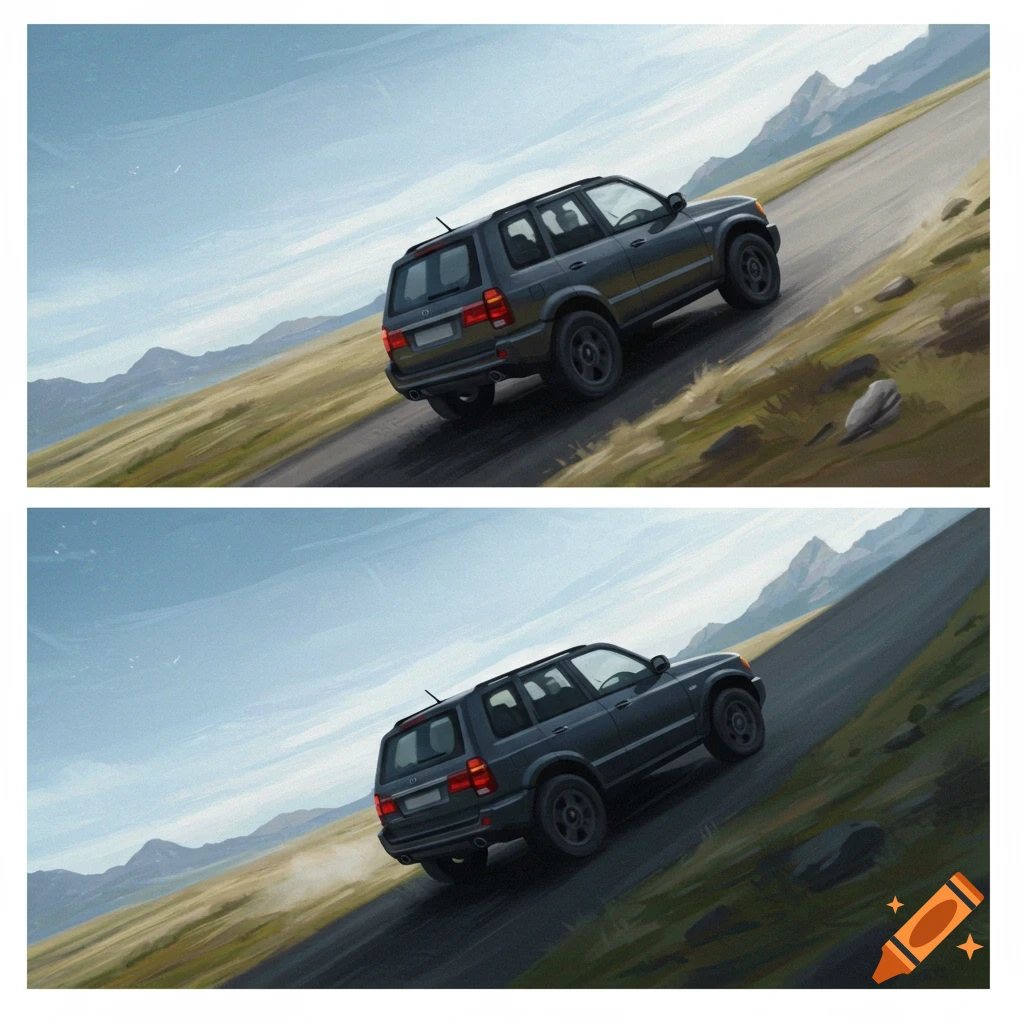 Two images of the same location, one with a car and one without, from a ...