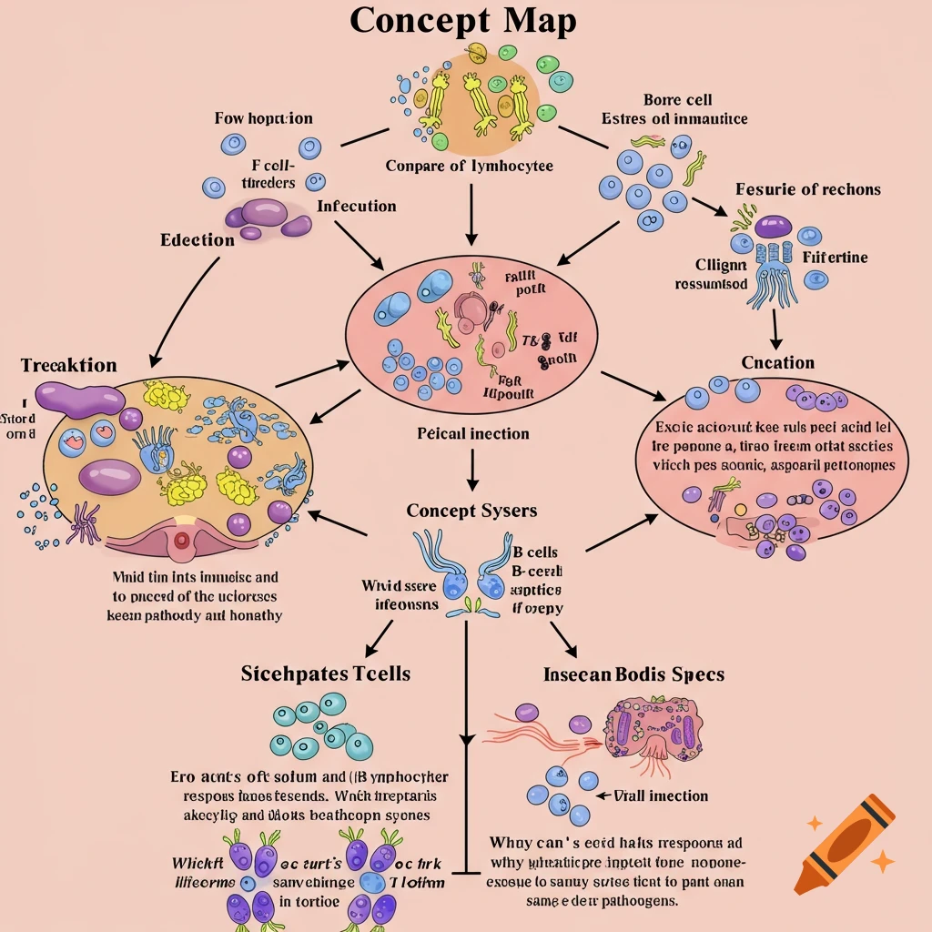Concept map of the body's cells fighting infection on Craiyon