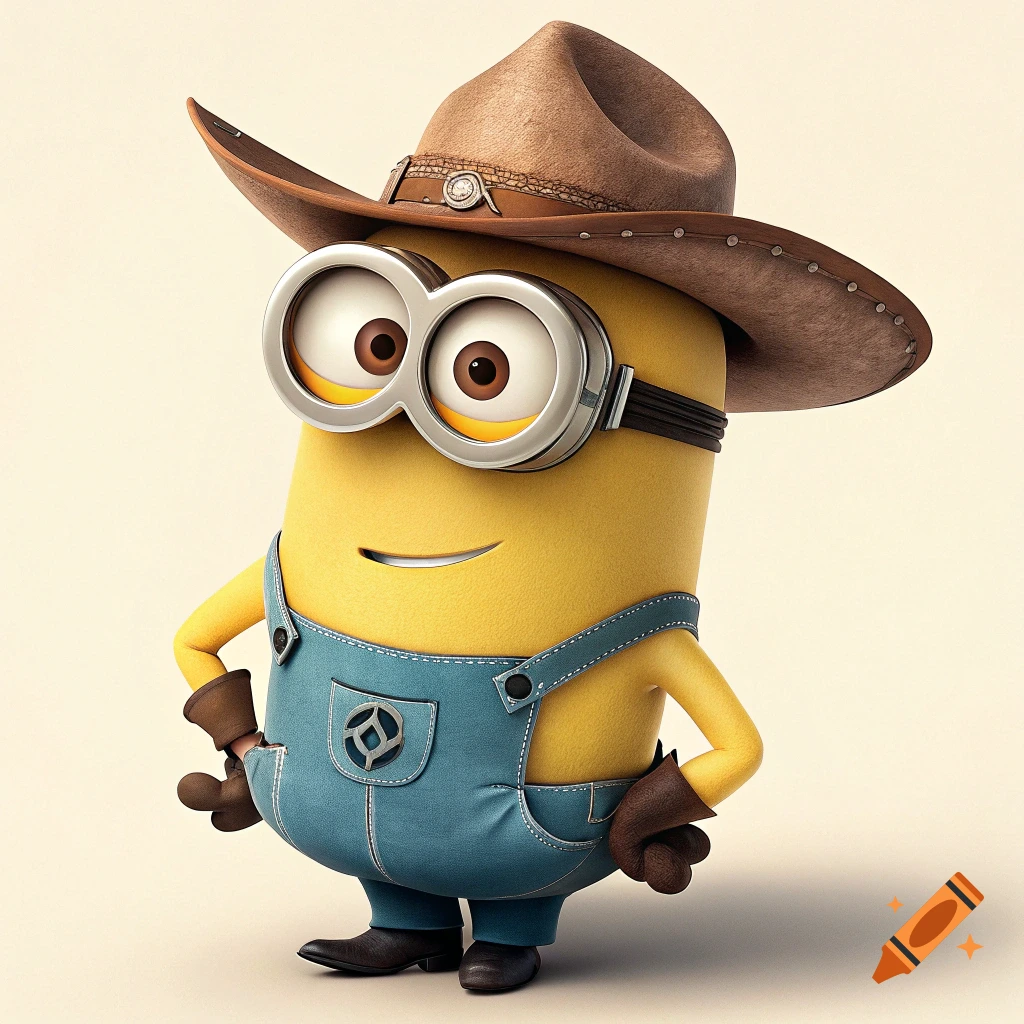 Cartoon minion with backpack and axe on a forest path on Craiyon