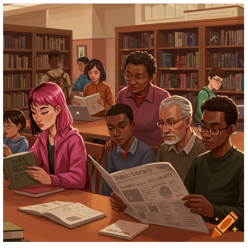 Public library patrons on Craiyon