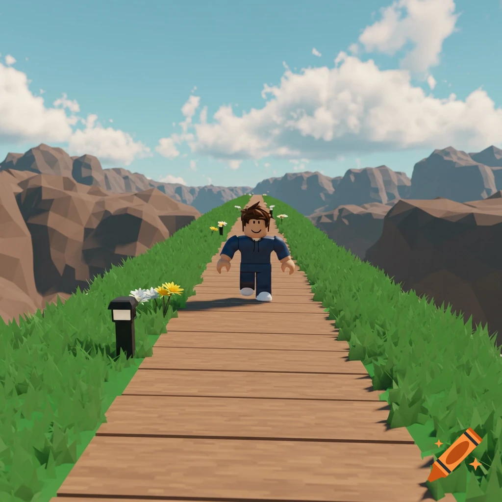 Roblox character walking on a trail, icon on Craiyon
