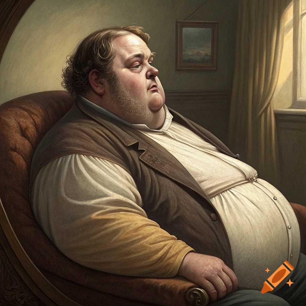 Fat old obese man bearded grandpa pink leather sitting in blue mud on ...