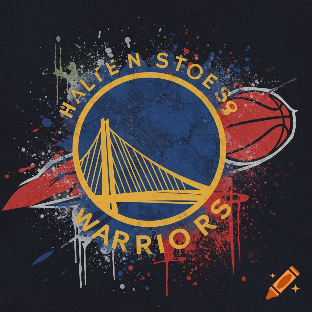 Warriors and Rockets logos merged for psychedelic poster on Craiyon