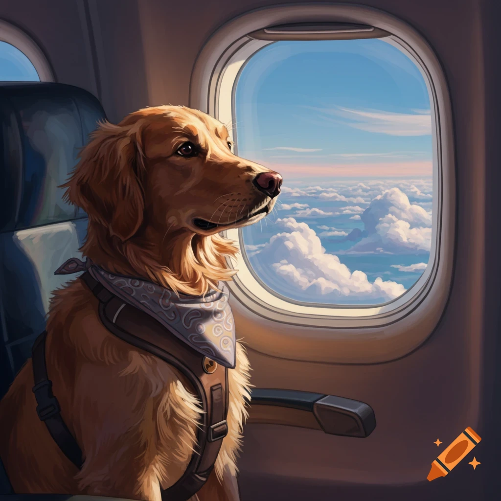 Dog on a plane on Craiyon