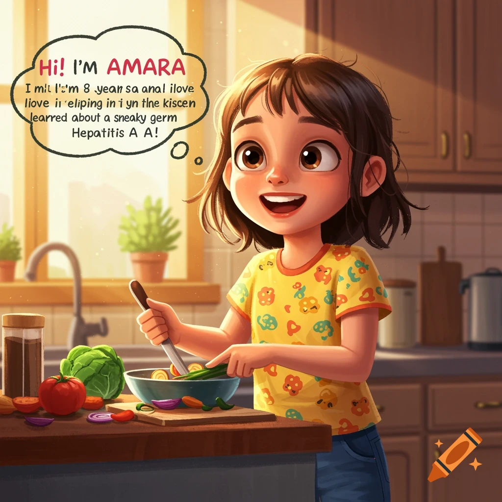 8-year-old Amara learning about Hepatitis A. on Craiyon