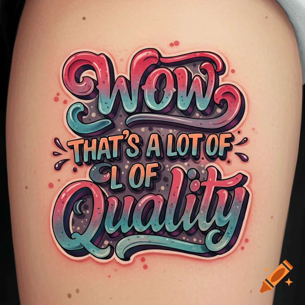 Tattoo with the text “wow that’s a lot of Quality” on Craiyon