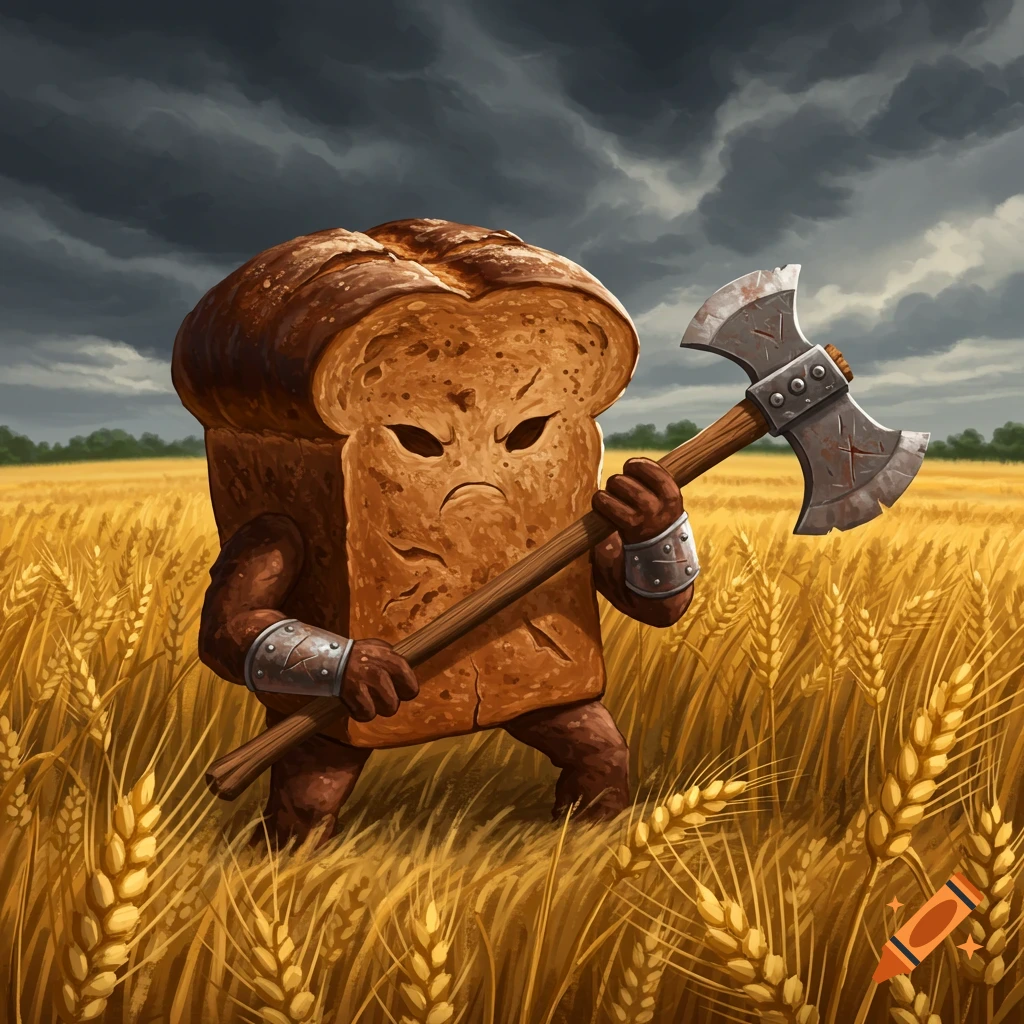 Illustration of a happy straw man in a golden wheat field. on Craiyon