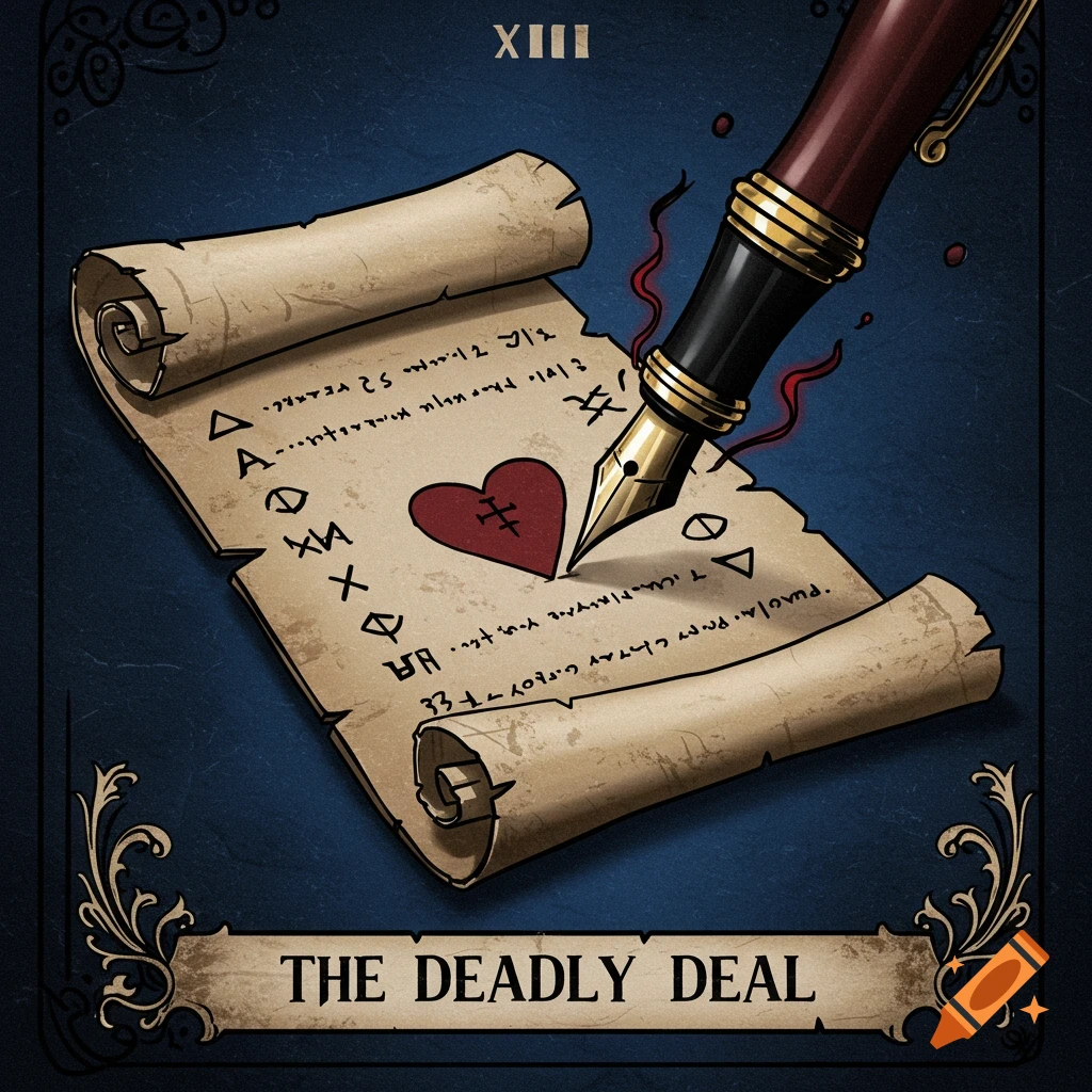 Tarot card design with fountain pen and scroll on Craiyon