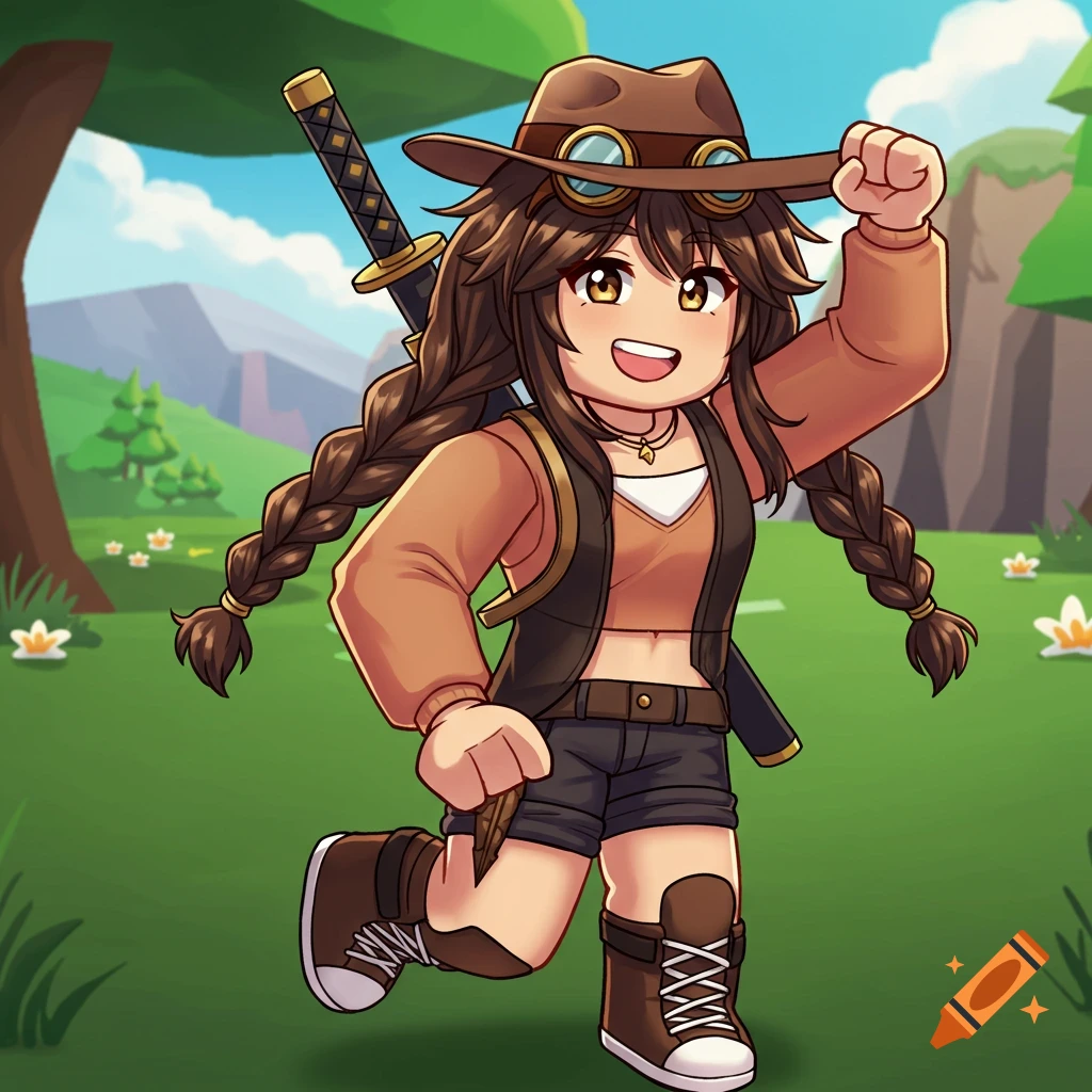 Anime girl with Roblox accessories playing mm2 on Craiyon