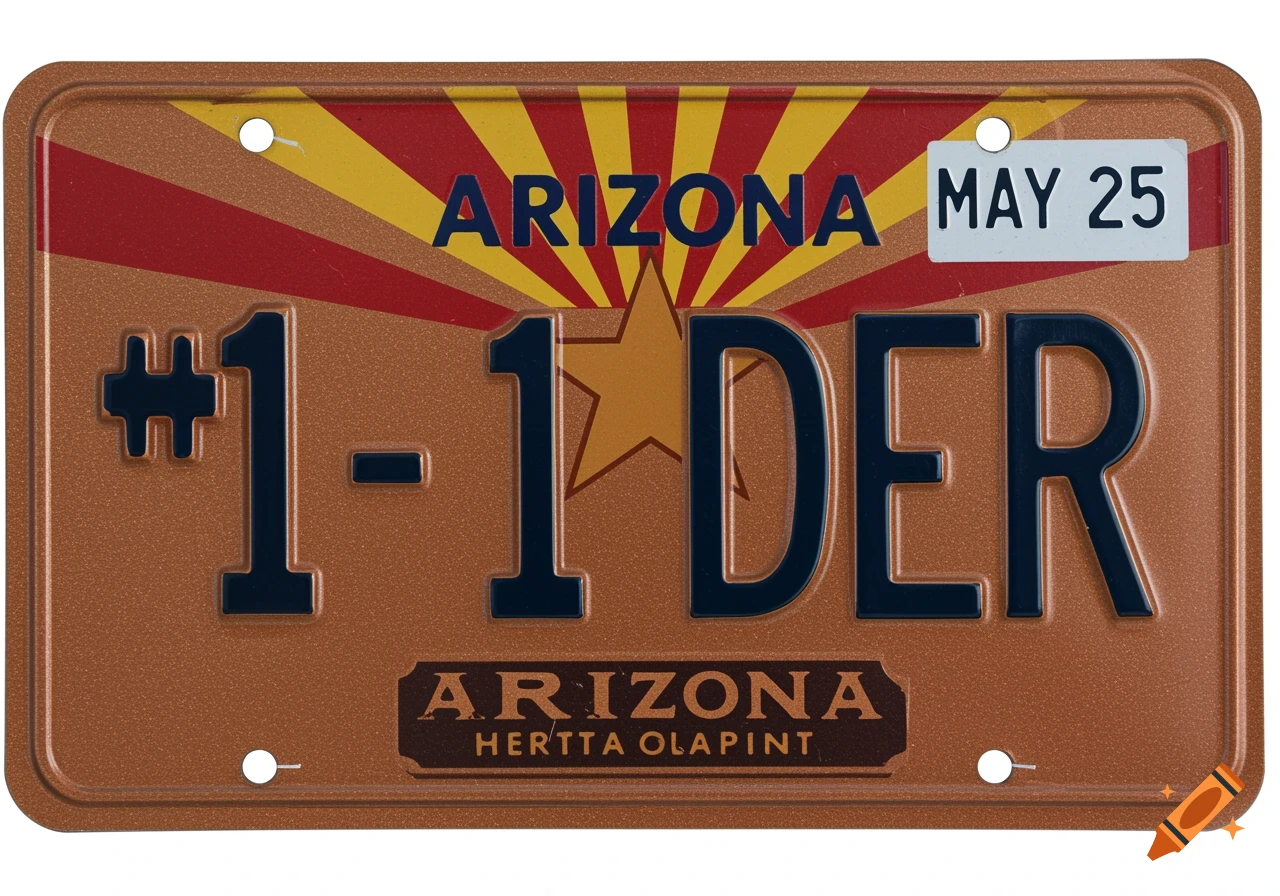 Arizona license plate #1-1DER on Craiyon