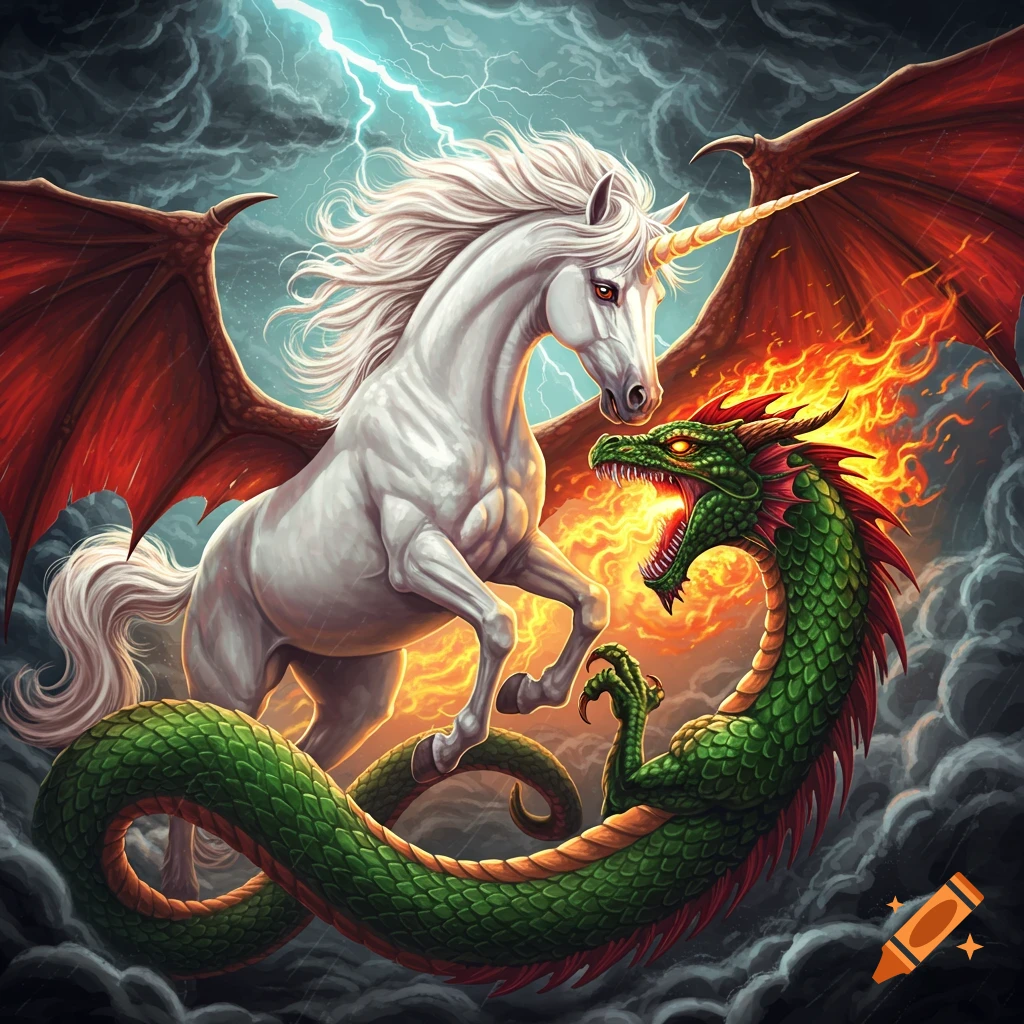 Unicorn Fighting Dragon Pics Wallpaper