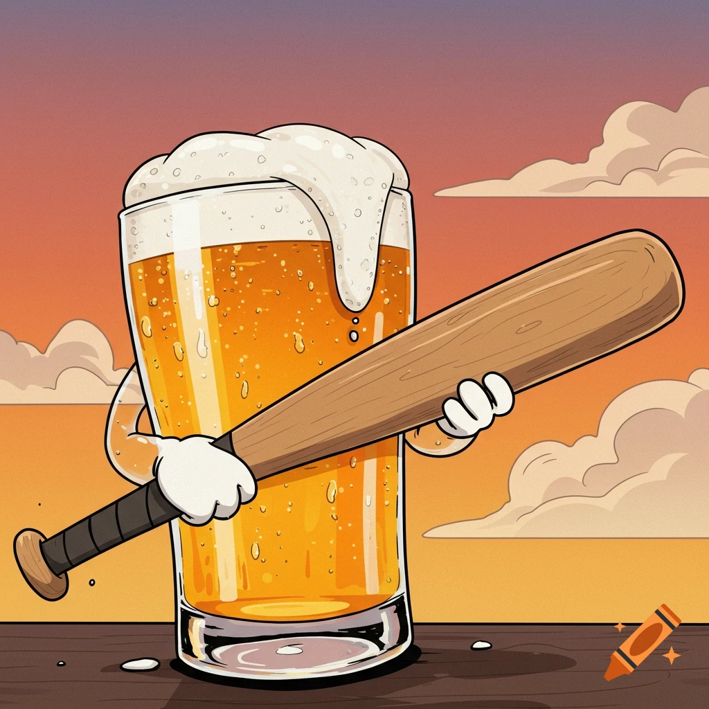 A cartoon illustration of a breadstick character holding a glass of ...