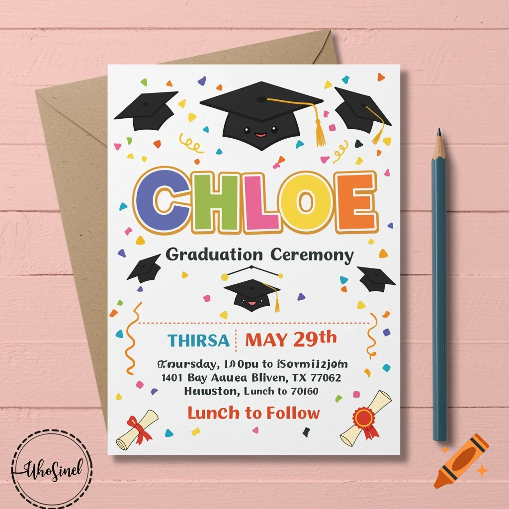 Children's graduation invitation design on Craiyon