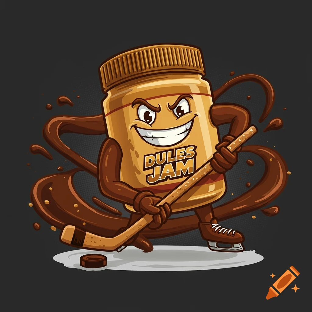 Dulles Jam hockey team logo with peanut butter character on Craiyon