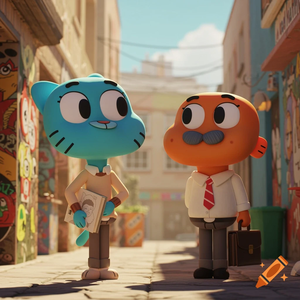 Cartoon character Gumball Watterson stands in front of the Sydney Opera ...