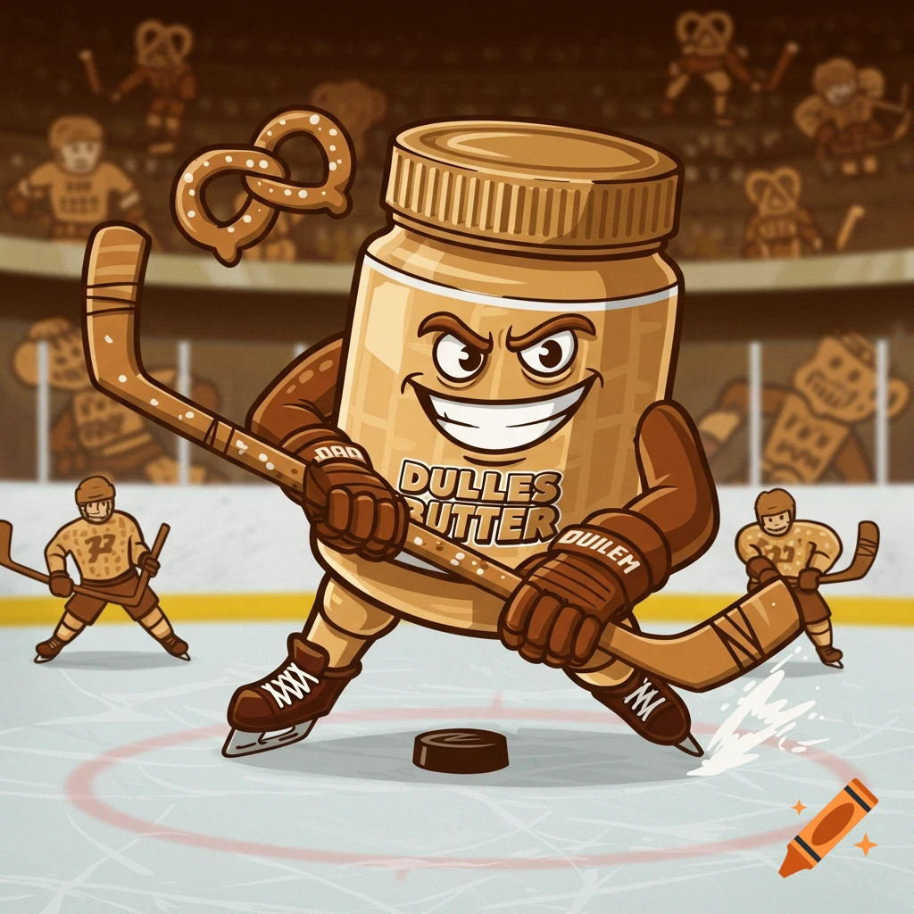 Dulles Jam hockey team logo with peanut butter character on Craiyon