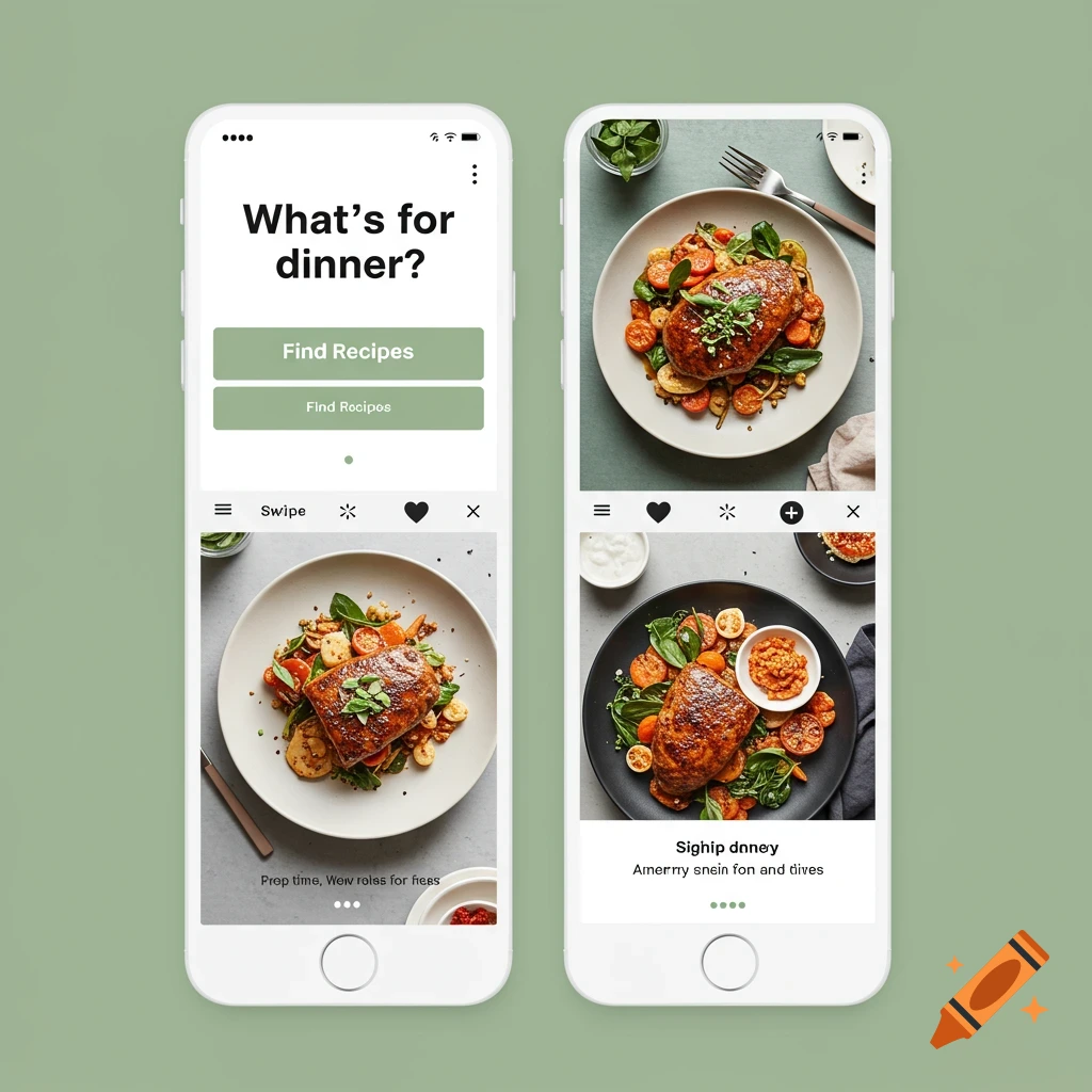 FRINGE recipe discovery app with sage green, beige, and white ...