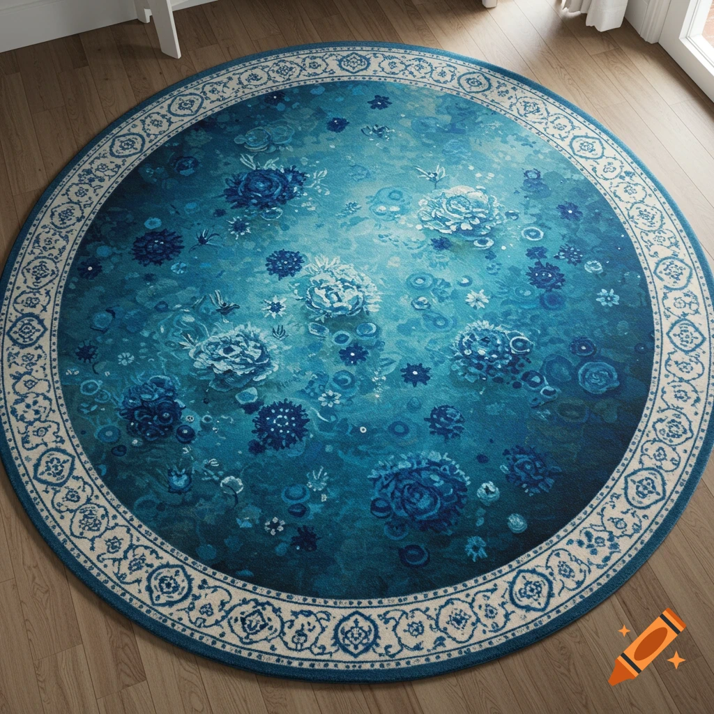 Intricate blue Persian rug on Craiyon