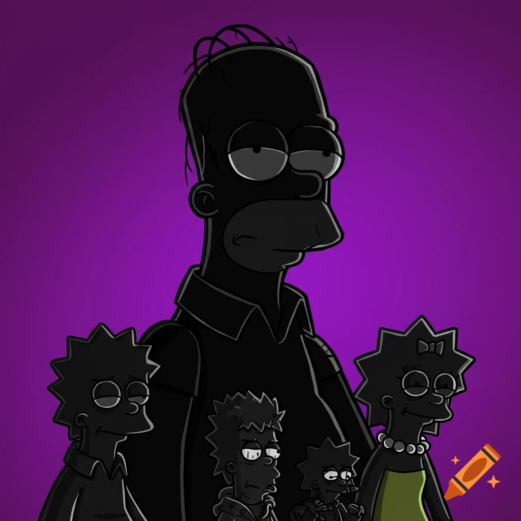 The Simpsons characters reimagined with black skin on Craiyon
