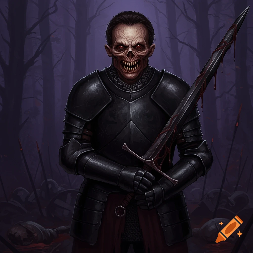 Killer BOB from Twin Peaks as a medieval knight on Craiyon